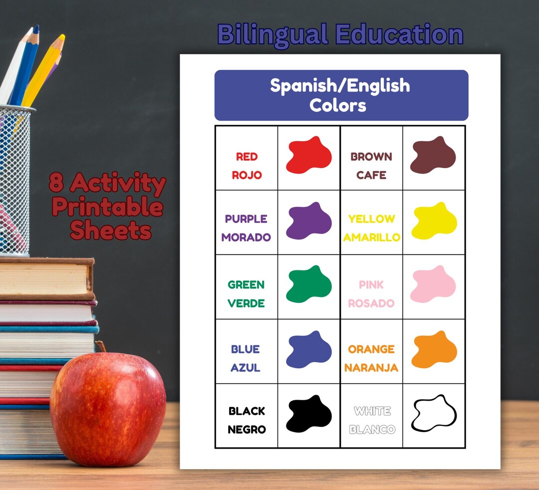 Colors Bilingual Educational Worksheets, Spanish/english Colors for Pre ...
