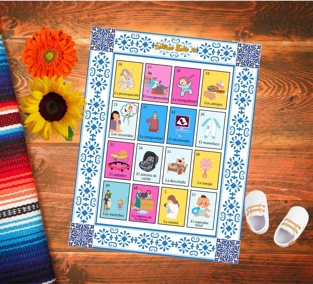 Baby Shower Lotería Game: Talavera Theme, Spanish Juego Fiesta Bebe ...