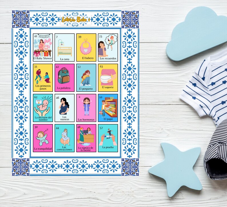 Baby Shower Lotería Game: Talavera Theme, Spanish Juego Fiesta Bebe ...