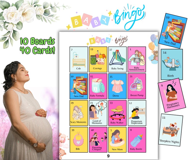 Baby Shower Bingo, Gender Reveal Bingo, Baby Party Game for Baby Shower ...