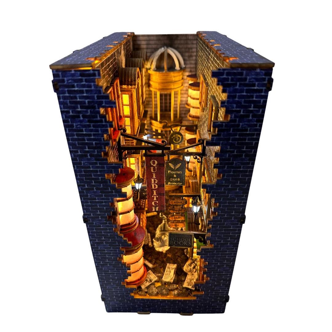 Diagon Alley Book Nook Magic Street Painting Bookshelf Model Street ...