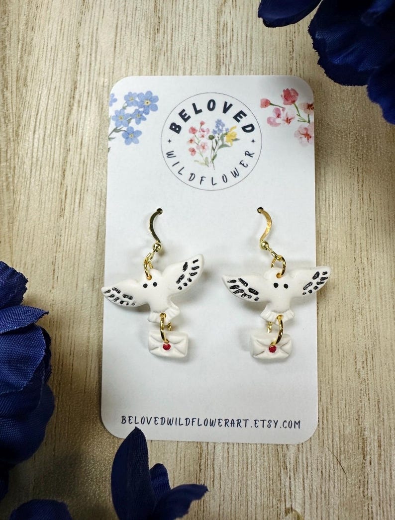 Harry Potter Hedwig Owl + Envelope Earrings: Handmade Polymer Clay ...