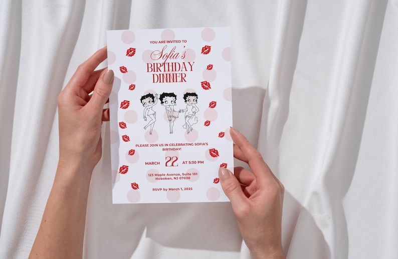 Betty Boop Theme Birthday Invitation Template - Etsy