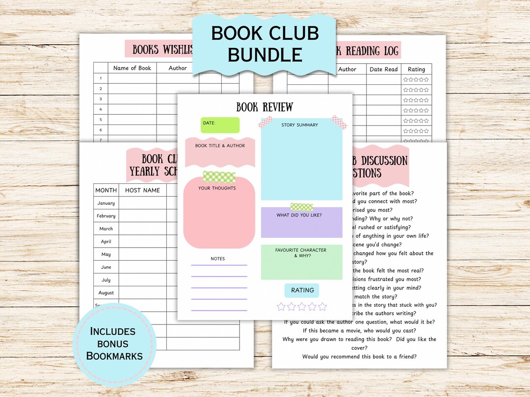Book Club Discussion Bundle, Printable Book Review & Questions, Book ...