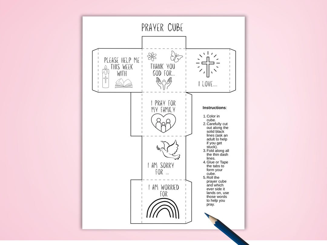 Prayer Cube for Kids, Printable Sunday School Activity, Help Kids Learn ...