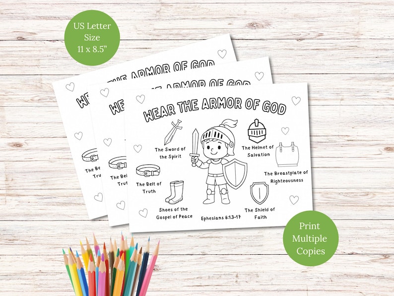 Armor of God Christian Bible Verse Kids Sunday School Activity ...