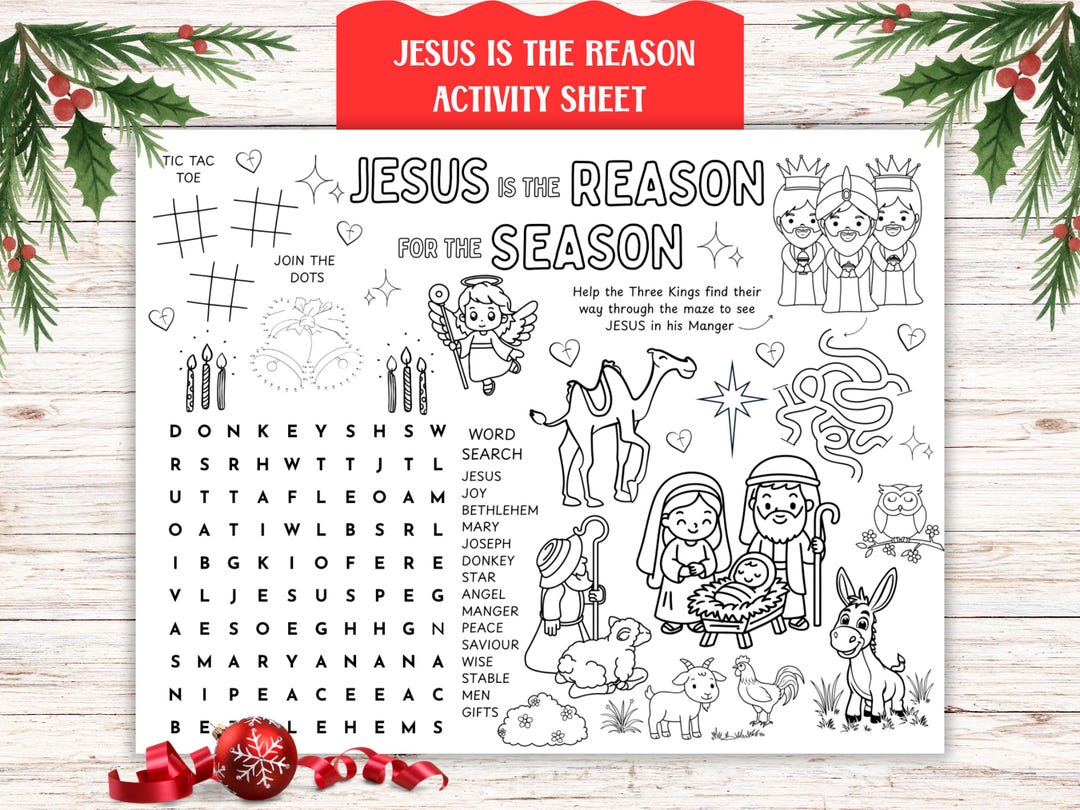 Jesus is the Reason for the Season Christmas Nativity Activity Placemat ...