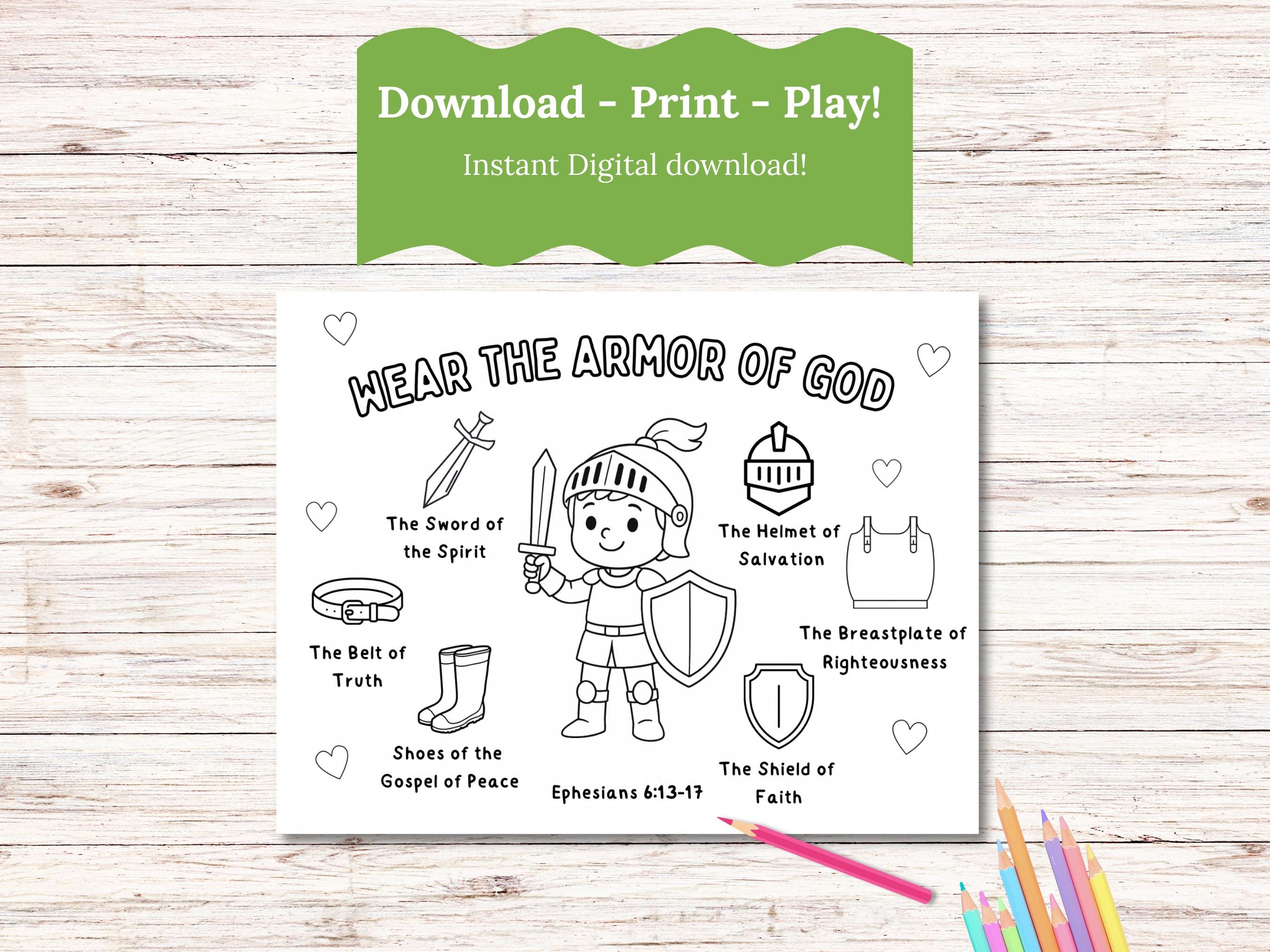 Armor of God Christian Bible Verse Kids Sunday School Activity ...