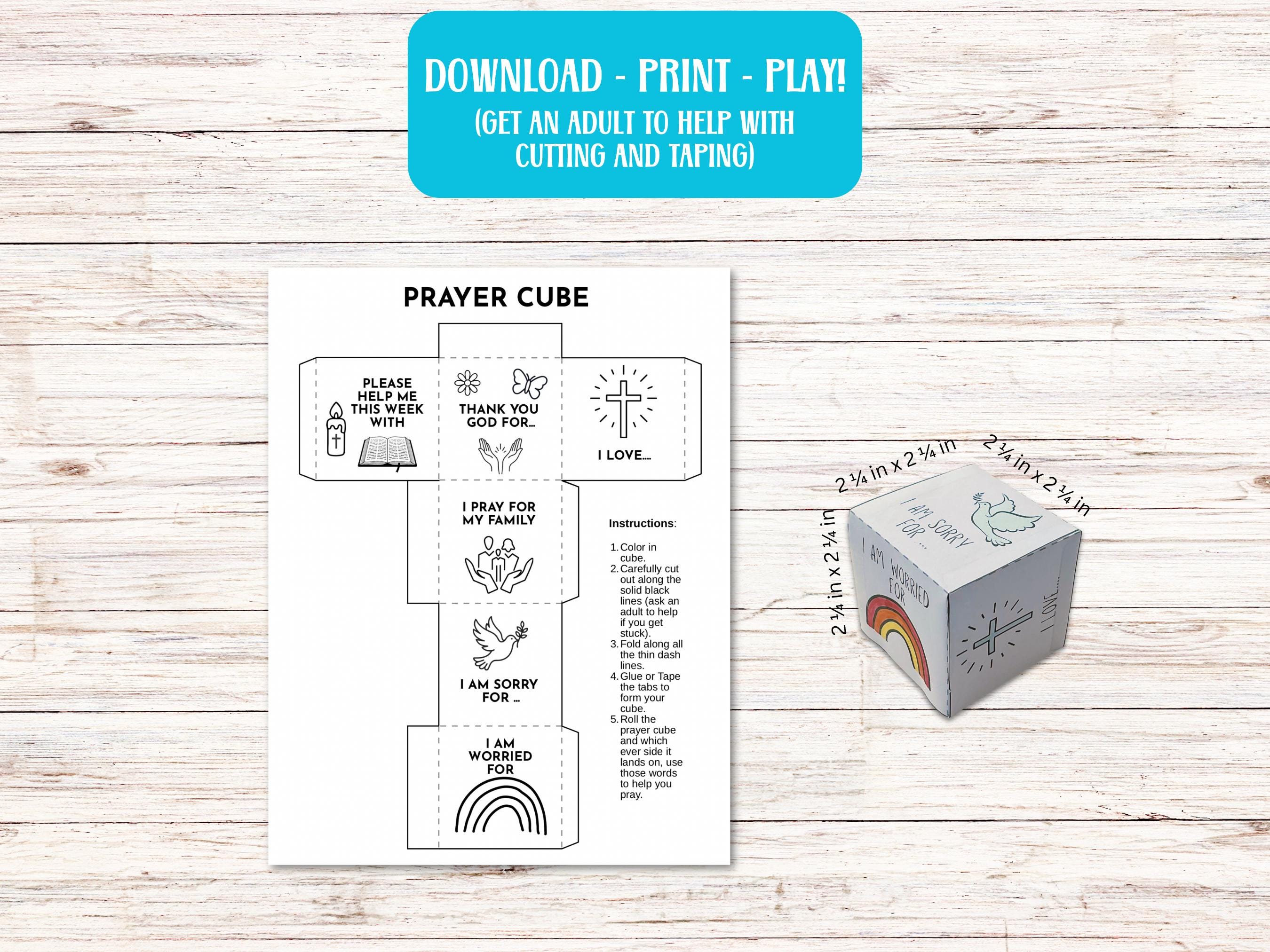 Printable Prayer Cube: Christian Kids' Craft, Sunday School Bible ...