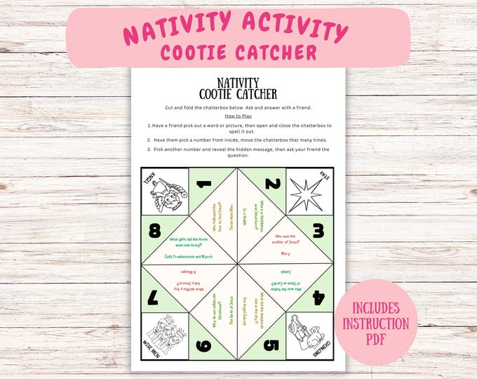 Nativity Story Printable, Nativity Activity, Christmas Cootie Catcher ...