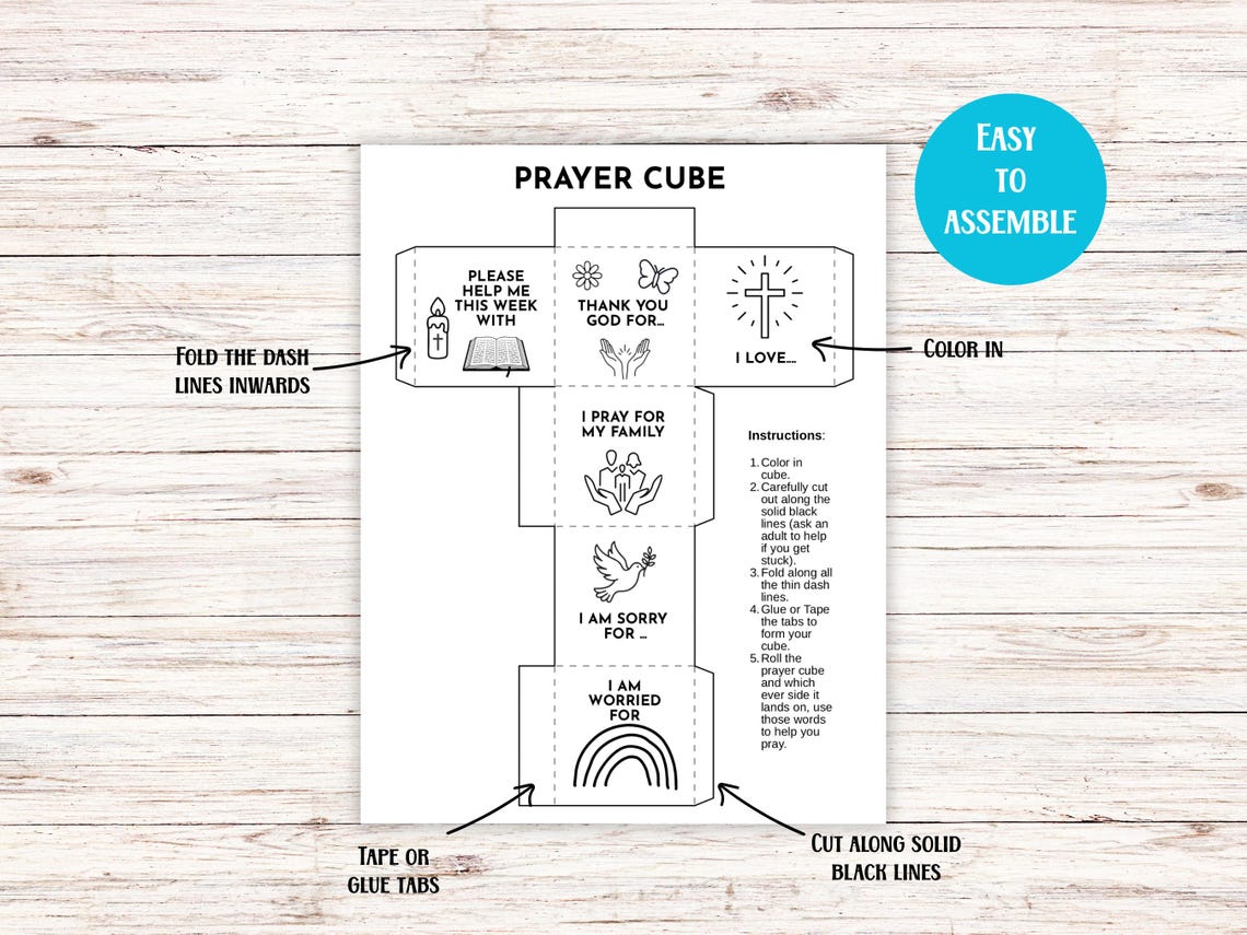 Printable Prayer Cube: Christian Kids' Craft, Sunday School Bible ...