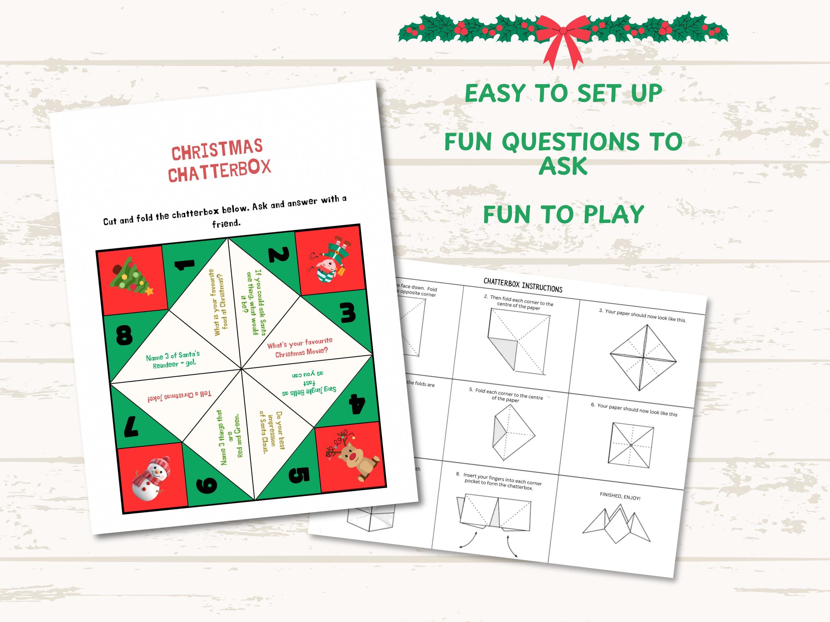 Christmas Kids Cootie Catcher Chatterbox Fortune Teller Printable Paper ...