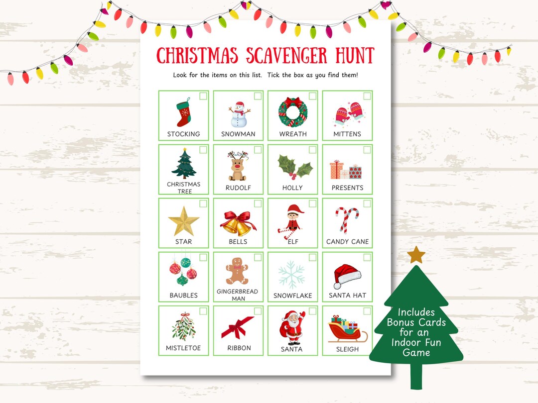 Christmas Scavenger Hunt Game, Kids Holiday Activity (PDF) - Etsy