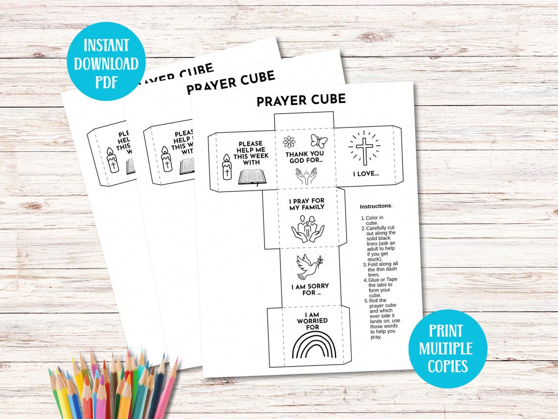 Printable Prayer Cube: Christian Kids' Craft, Sunday School Bible ...