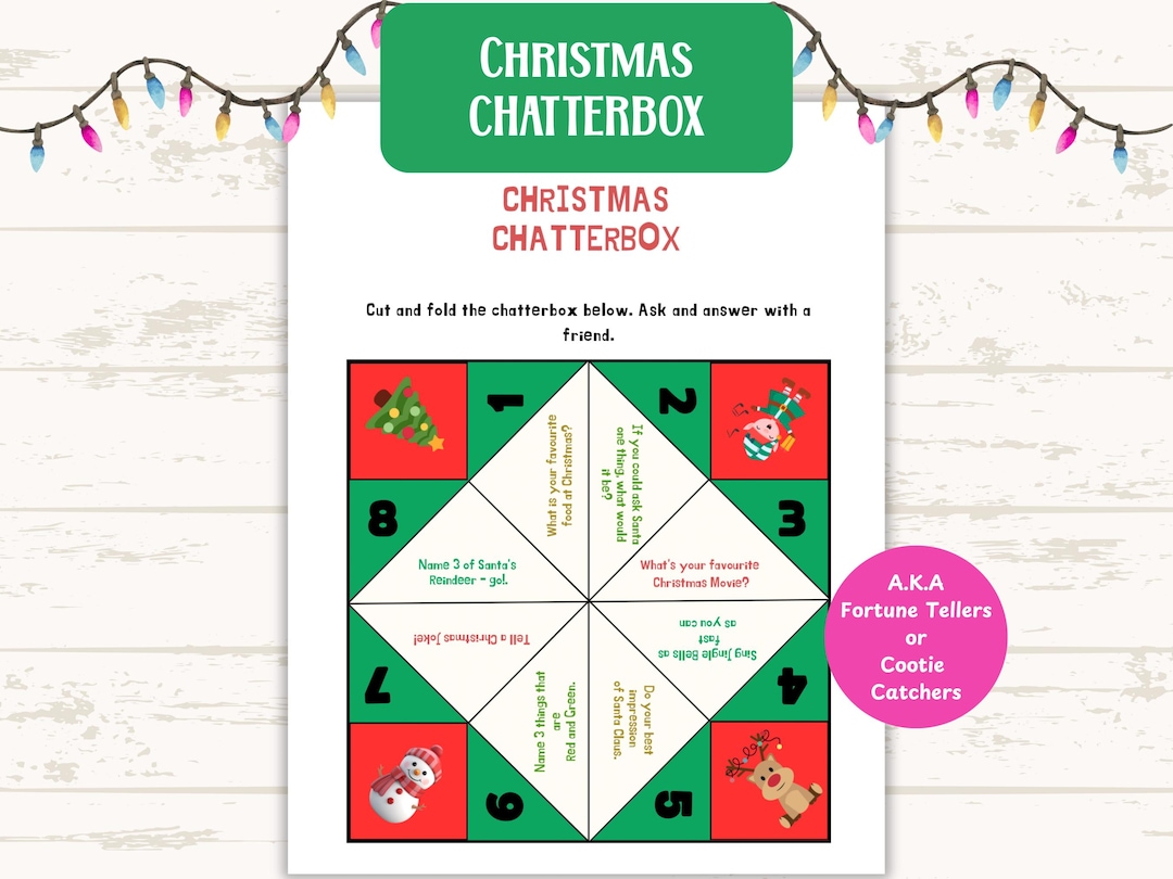 Christmas Kids Cootie Catcher Chatterbox Fortune Teller Printable Paper ...