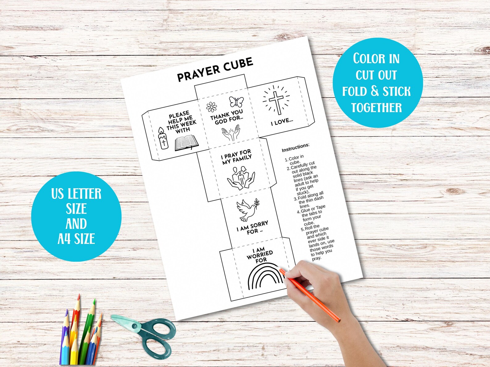 Printable Prayer Cube: Christian Kids' Craft, Sunday School Bible ...