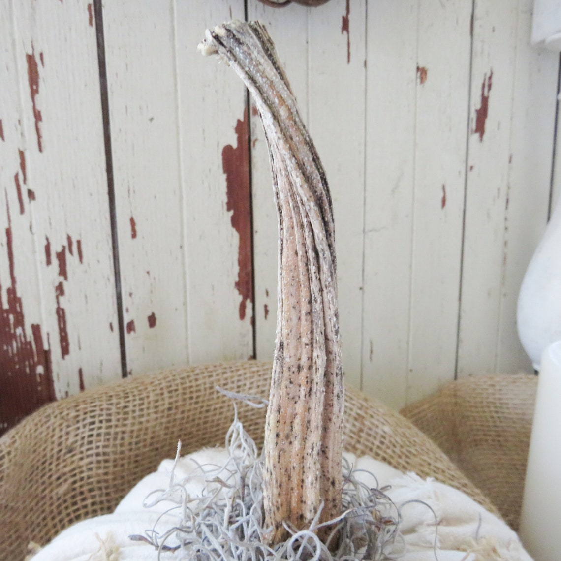 Fall Pumpkin White Fabric Decor. Vintage Muslin With Burlap and Linen ...