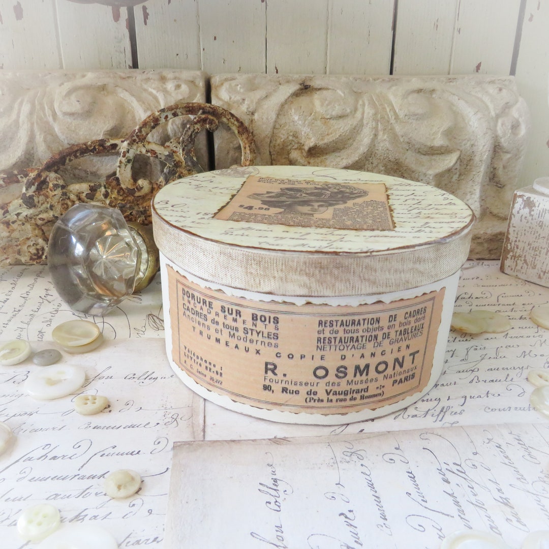 Decoupaged Paper Band Box With Vintage French Prints and - Etsy