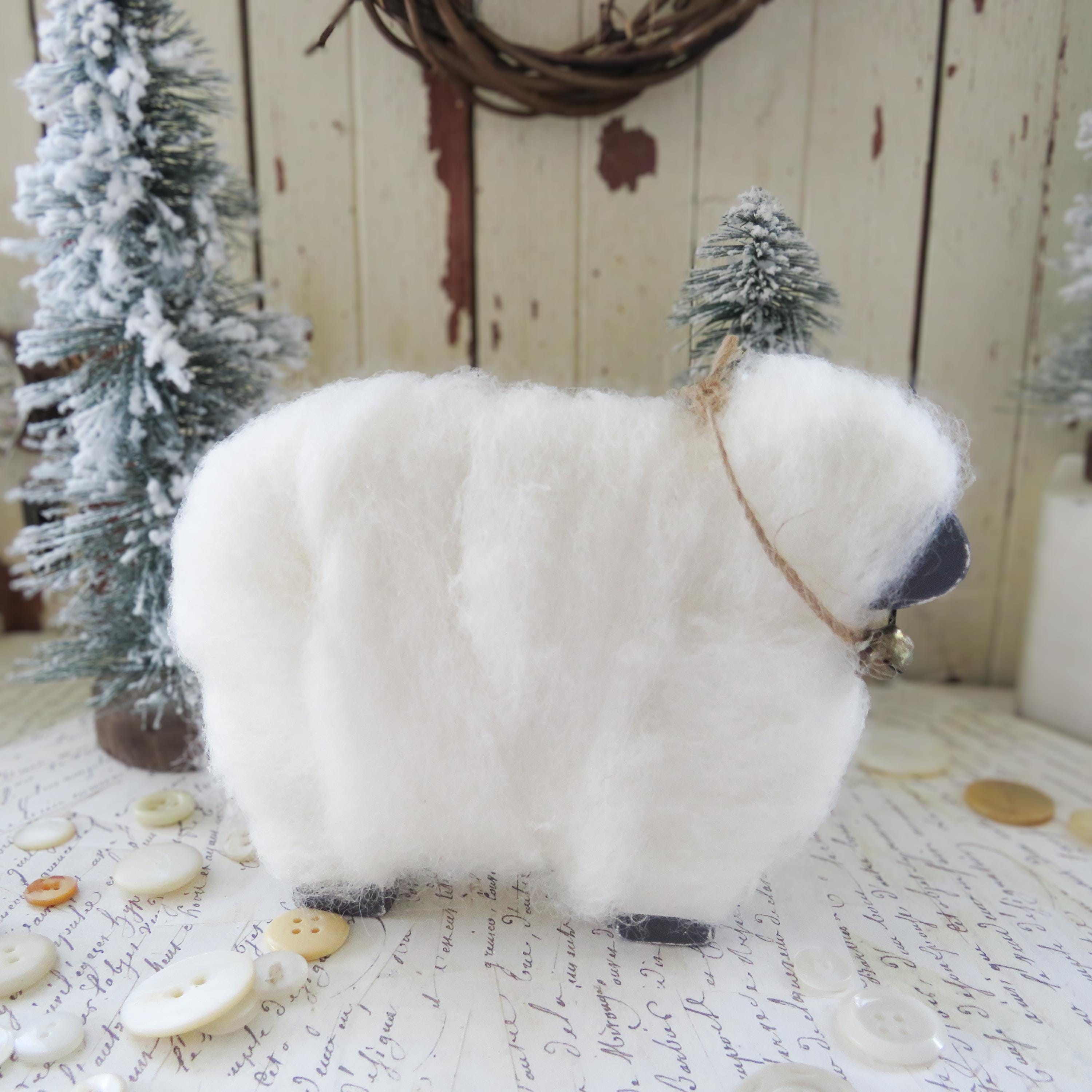 Handmade Wood Sheep Wrapped in Wool - Farmhouse Primitive Decor - Etsy