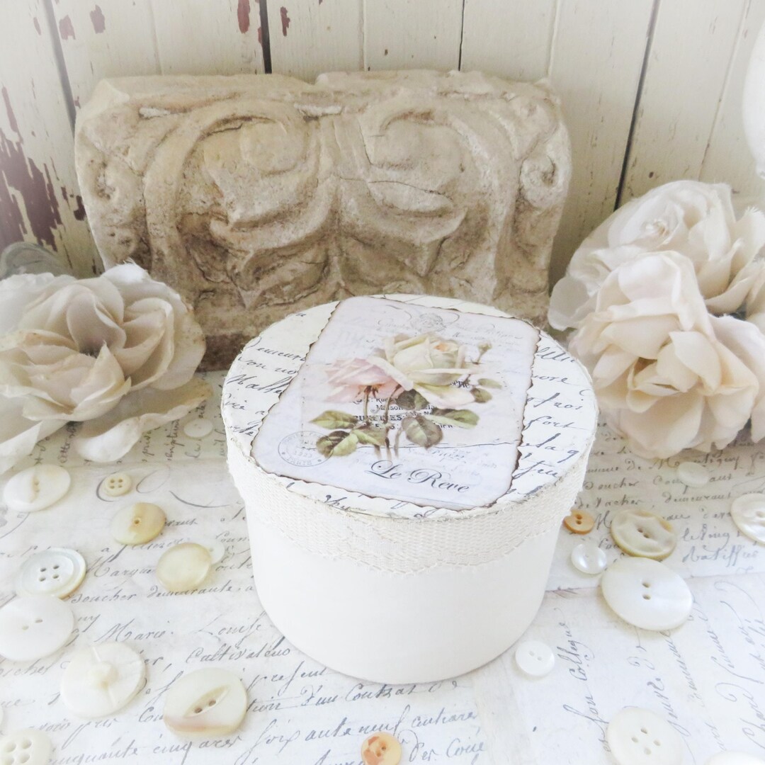Small Keepsake Gift Box Storage Paper Mache With Vintage Script and ...
