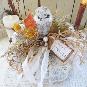 Pumpkin Fall Farmhouse Decor Repurposed Vintage Bundt Pan With Chippy ...