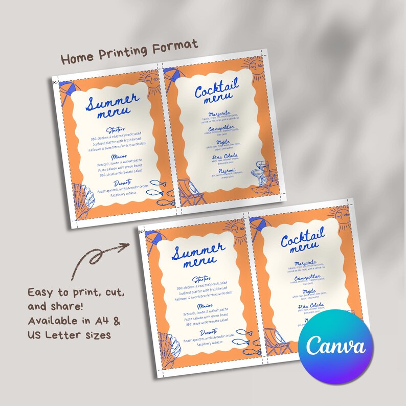 Hand-drawn Summer Party Menu Template: Italian Dinner, BBQ (canva ...