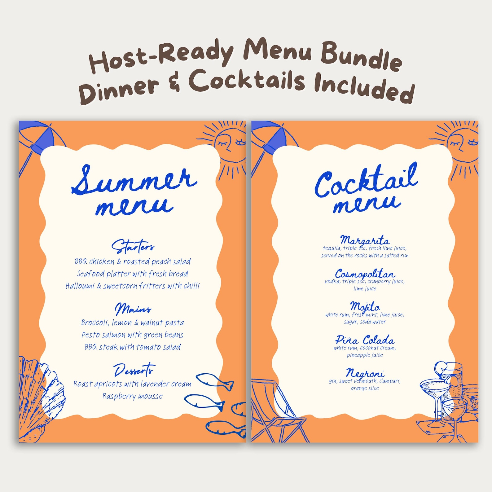 Hand-drawn Summer Party Menu Template: Italian Dinner, BBQ (canva ...