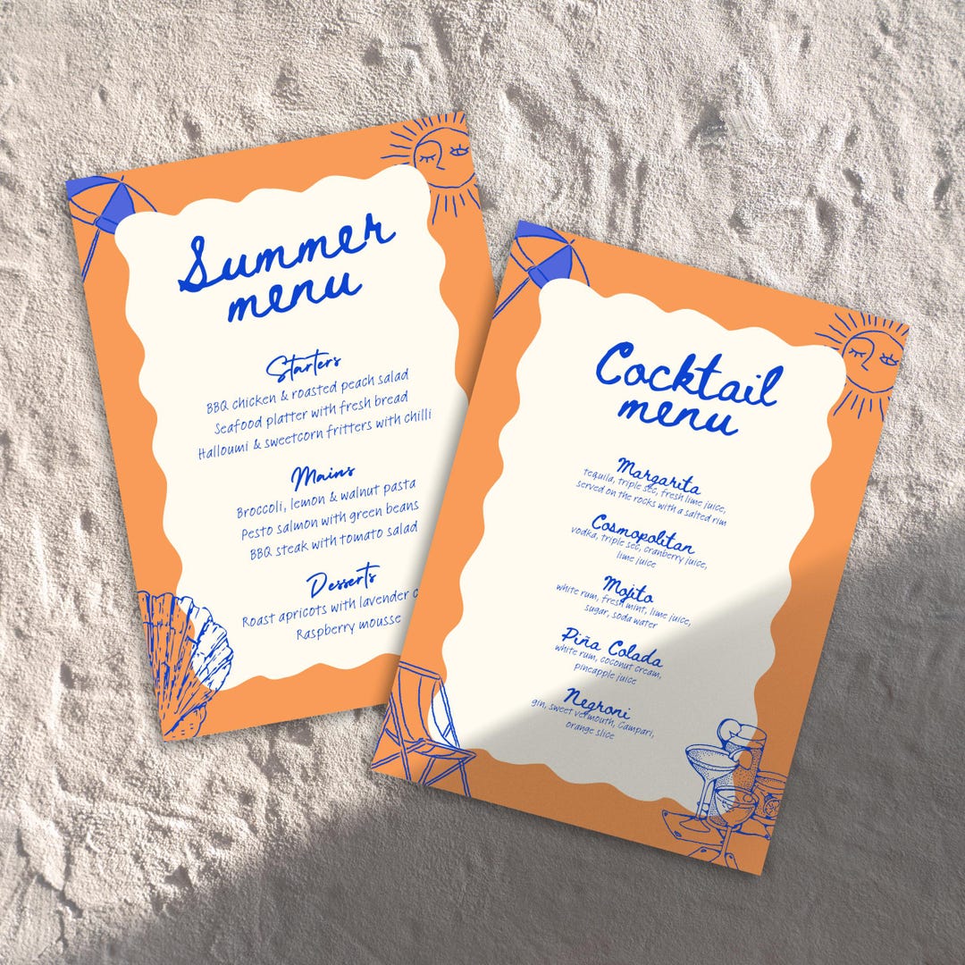Hand-drawn Summer Party Menu Template: Italian Dinner, BBQ (canva ...