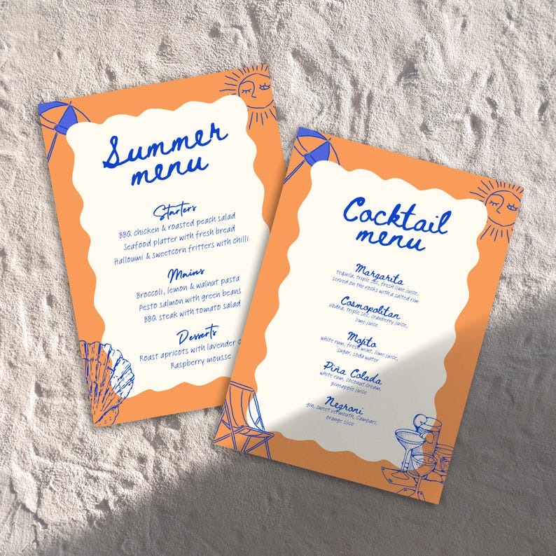 Hand-drawn Summer Party Menu Template: Italian Dinner, BBQ (canva ...