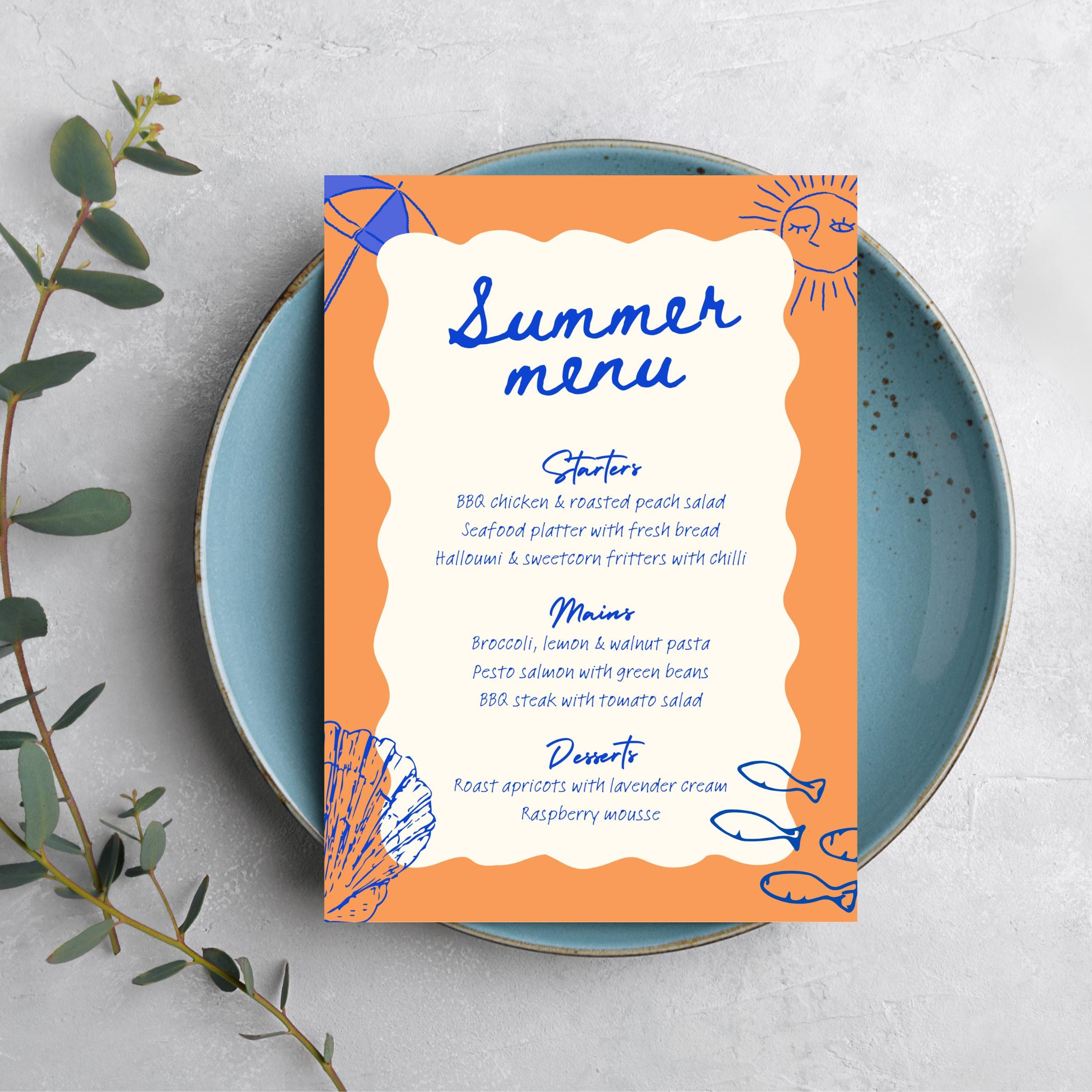 Hand-drawn Summer Party Menu Template: Italian Dinner, BBQ (canva ...