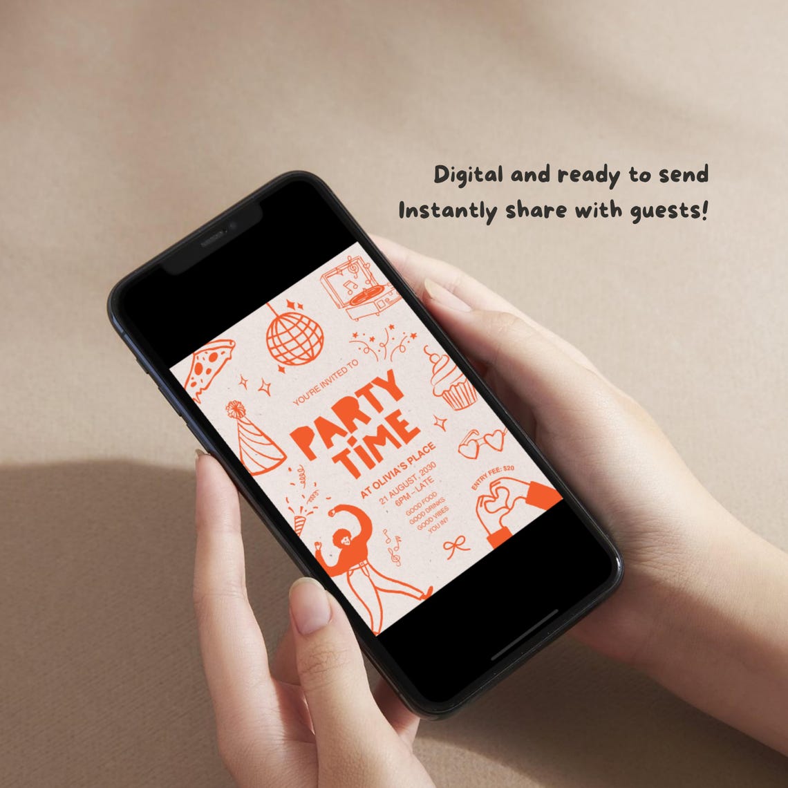 Doodle Dinner Party Invitation: Editable Birthday Template (digital ...