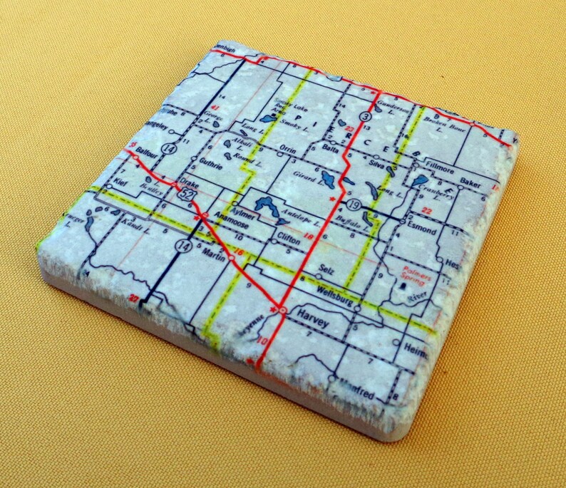 Coasters - Maps of North Dakota & Minnesota - Etsy