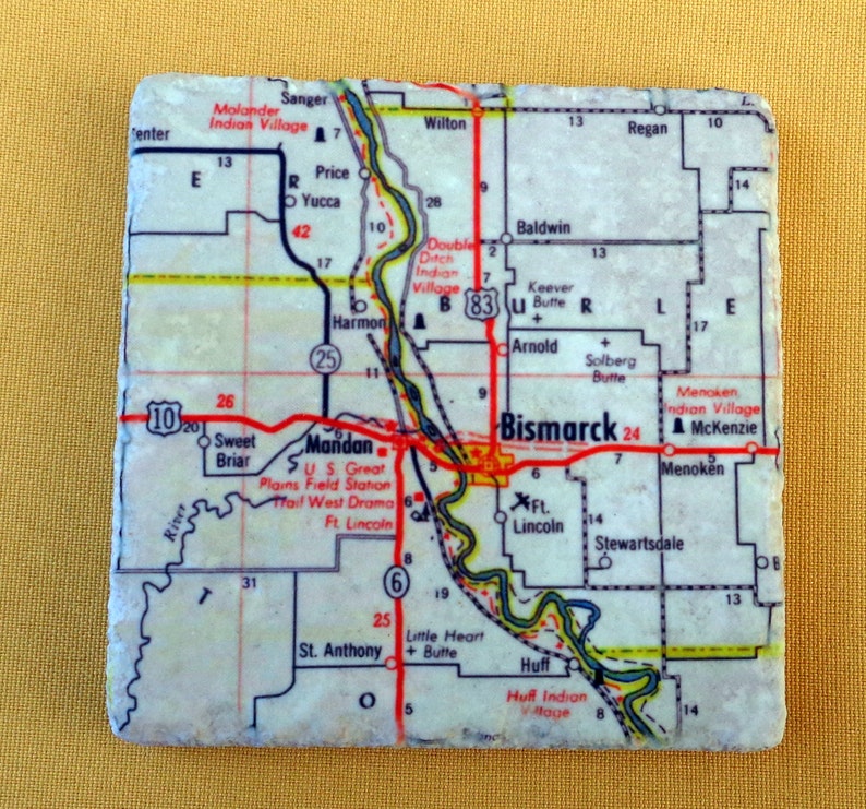 Coasters - Maps of North Dakota & Minnesota - Etsy