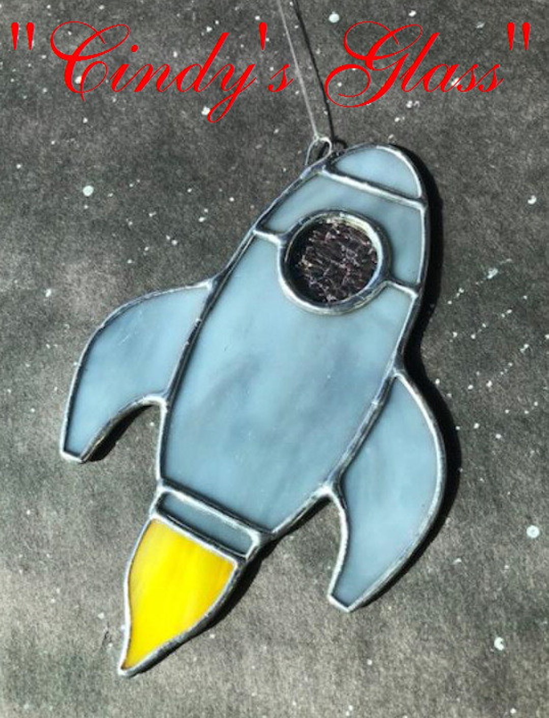 Stained Glass Grey Rocket Ship Silver Finish - Etsy