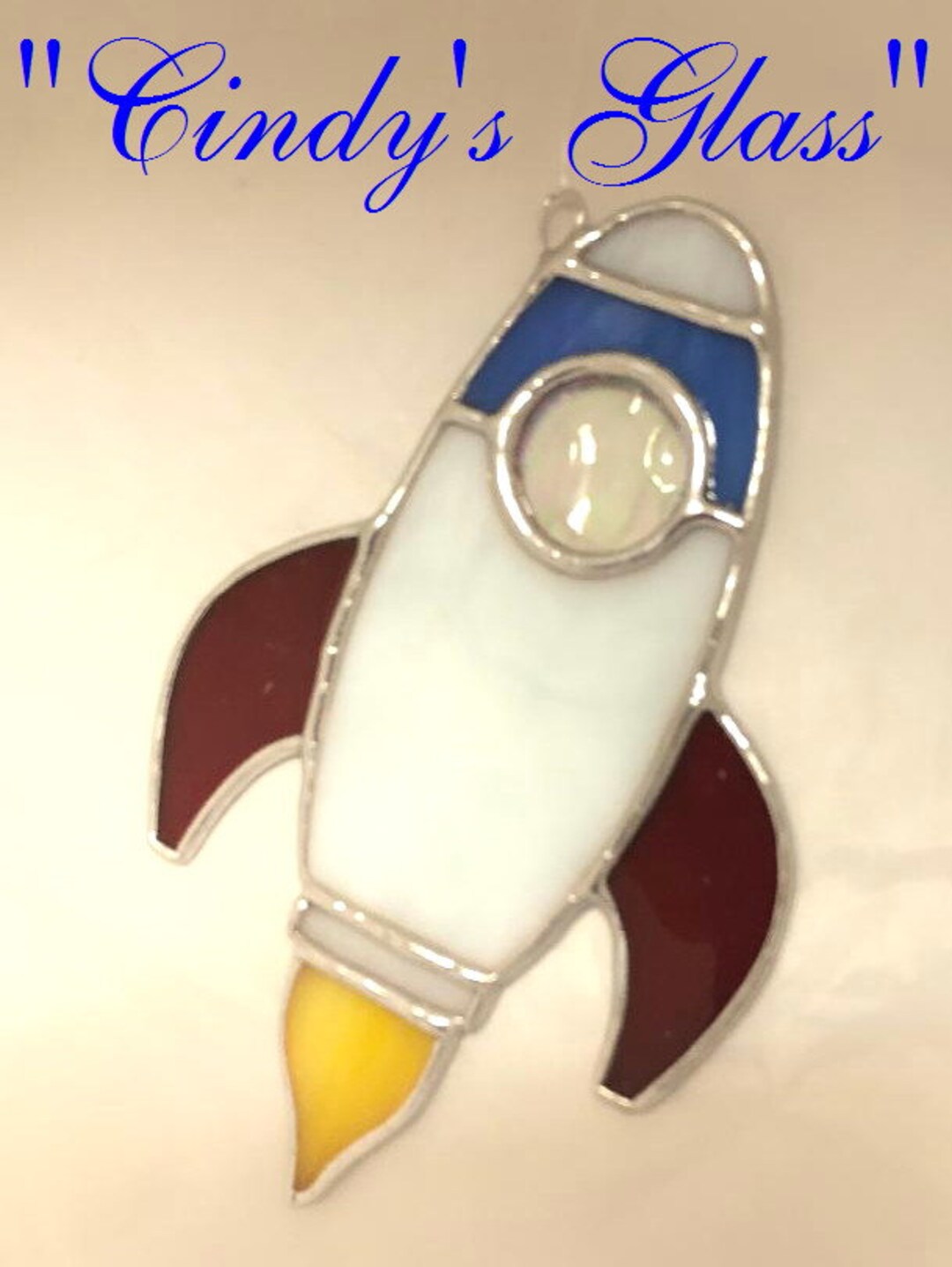 Red, White & Blue Stained Glass Rocket Ship Silver Finish - Etsy