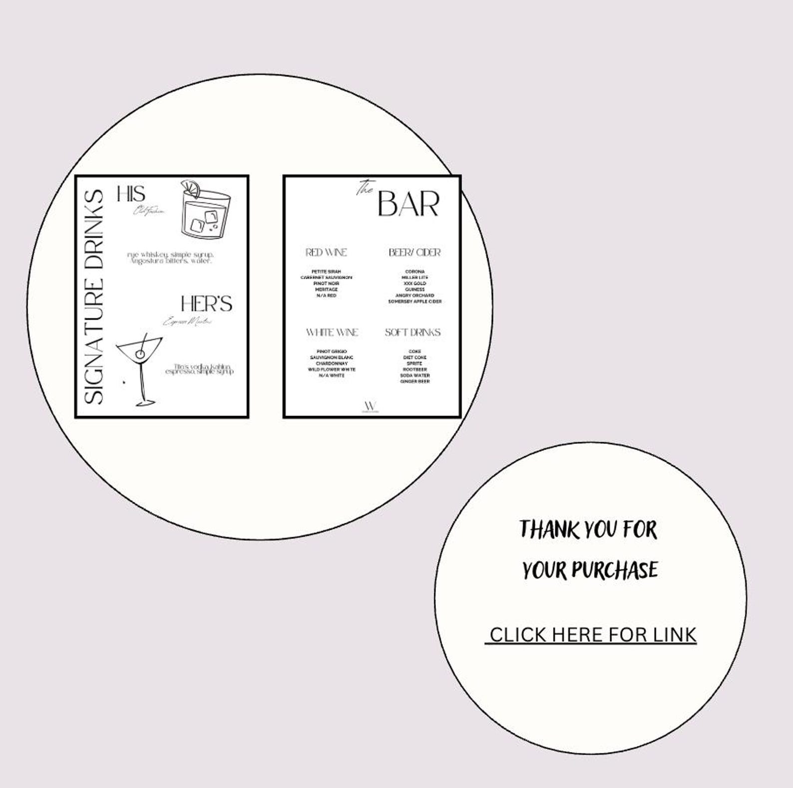 ELEGANT MINIMALIST Wedding Bar Menus - Etsy