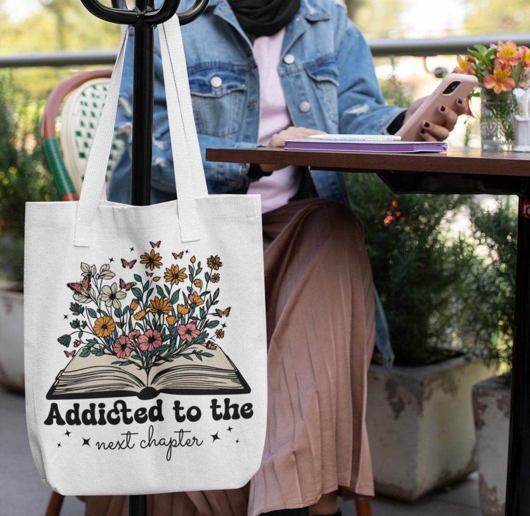 Reading Lovers Floral Tote Bag - Teacher Gift, Gift for Readers, Book ...