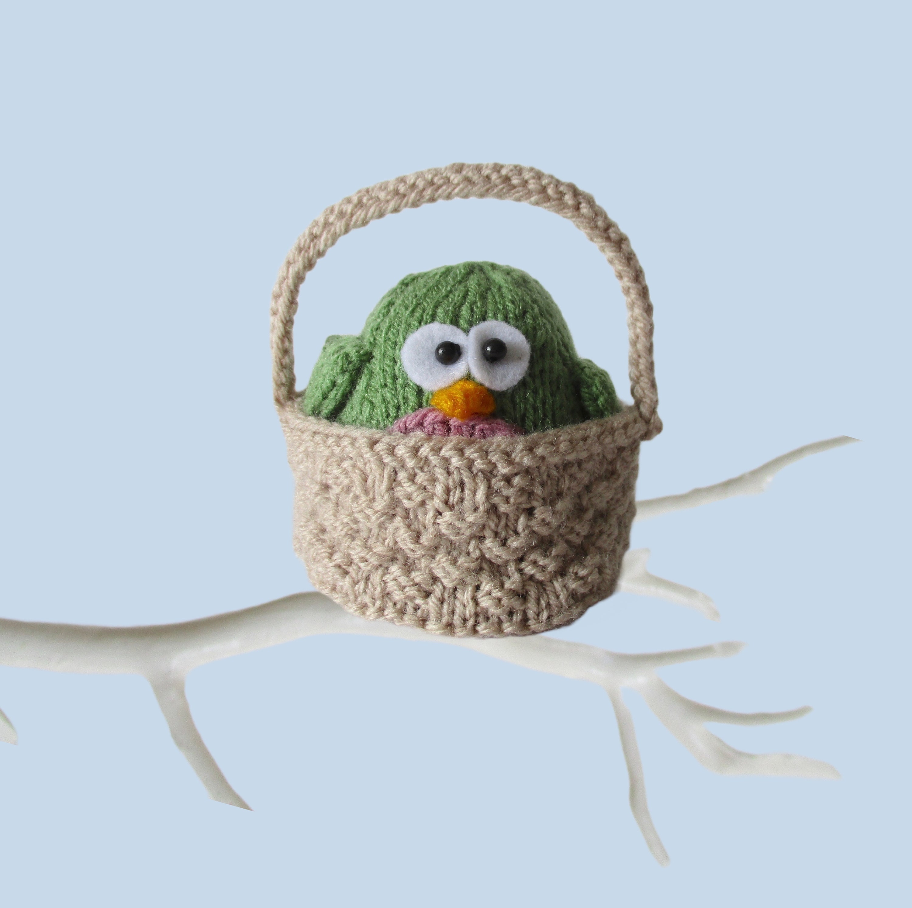 Chirpy Bird in a Basket Toy Knitting Patterns - Etsy