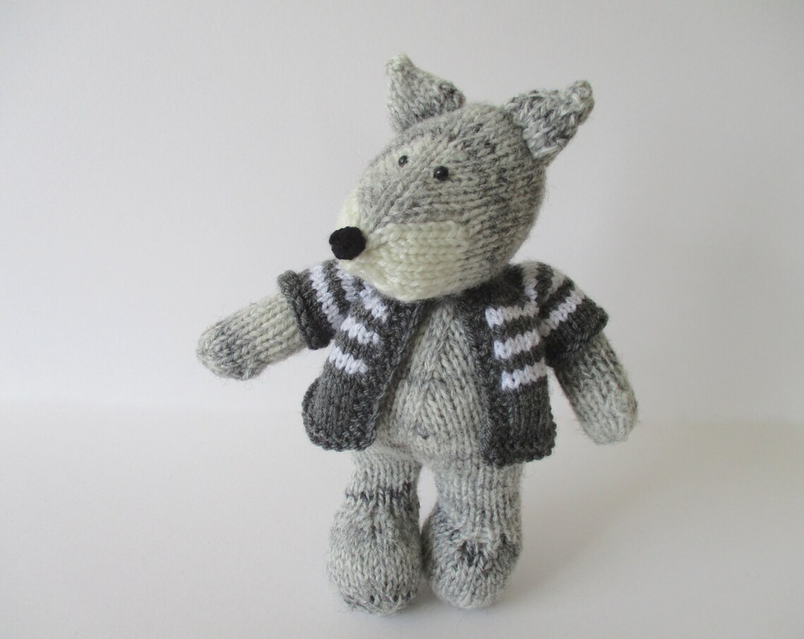 Gray Wolf toy knitting patterns | Etsy