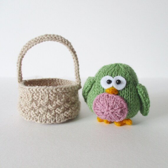 Chirpy Bird in a Basket Toy Knitting Patterns | Etsy