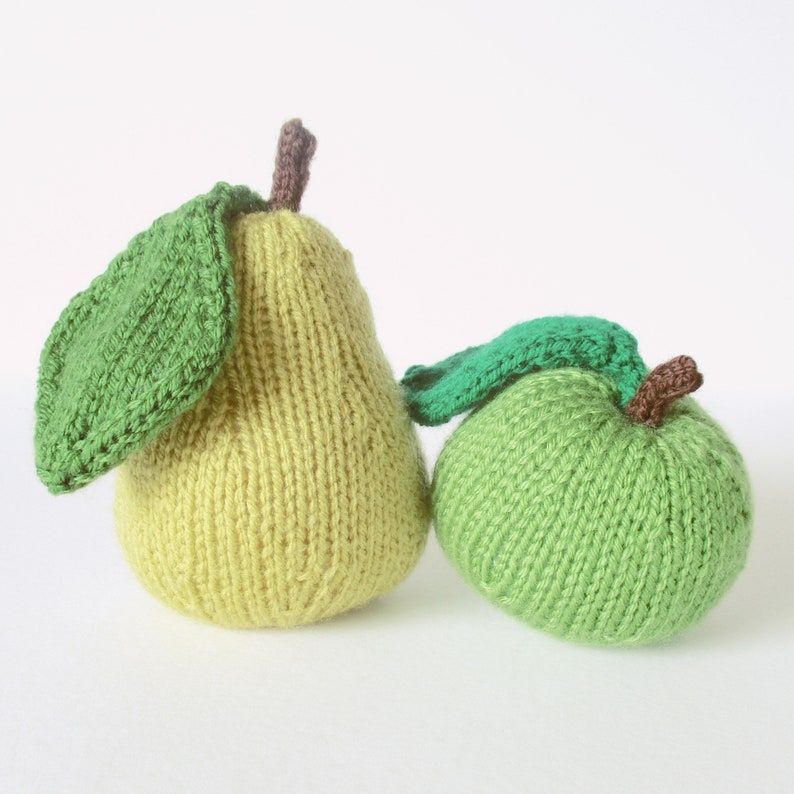 Apple and Pear toy knitting patterns | Etsy