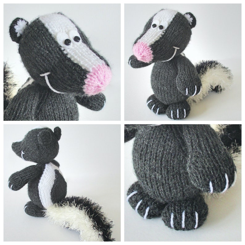 Cyril the Skunk Toy Knitting Patterns - Etsy