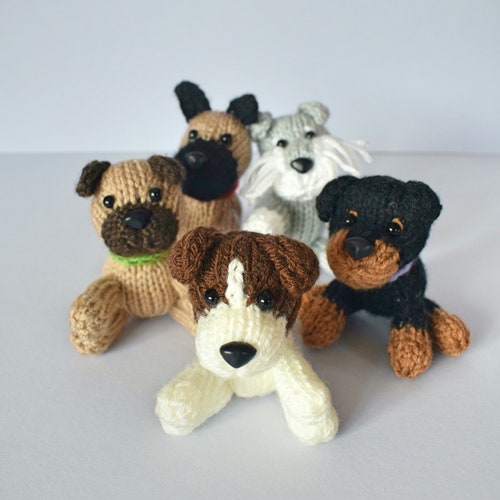 K003 Knitting Pattern Dogs With Bowls and Bones Soft Toy - Etsy