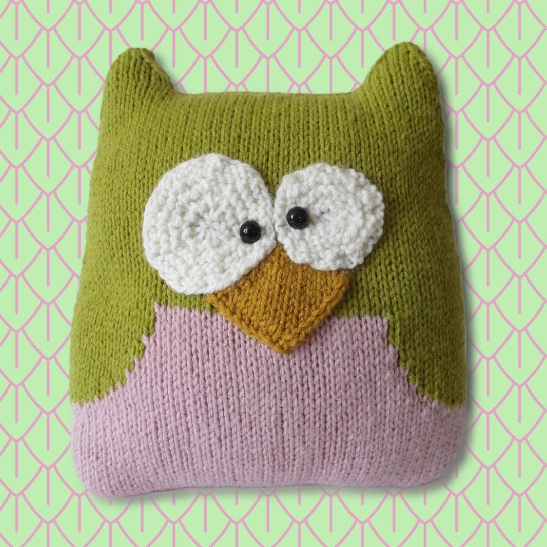 Owl Cushion Knitting Patterns Etsy 5576