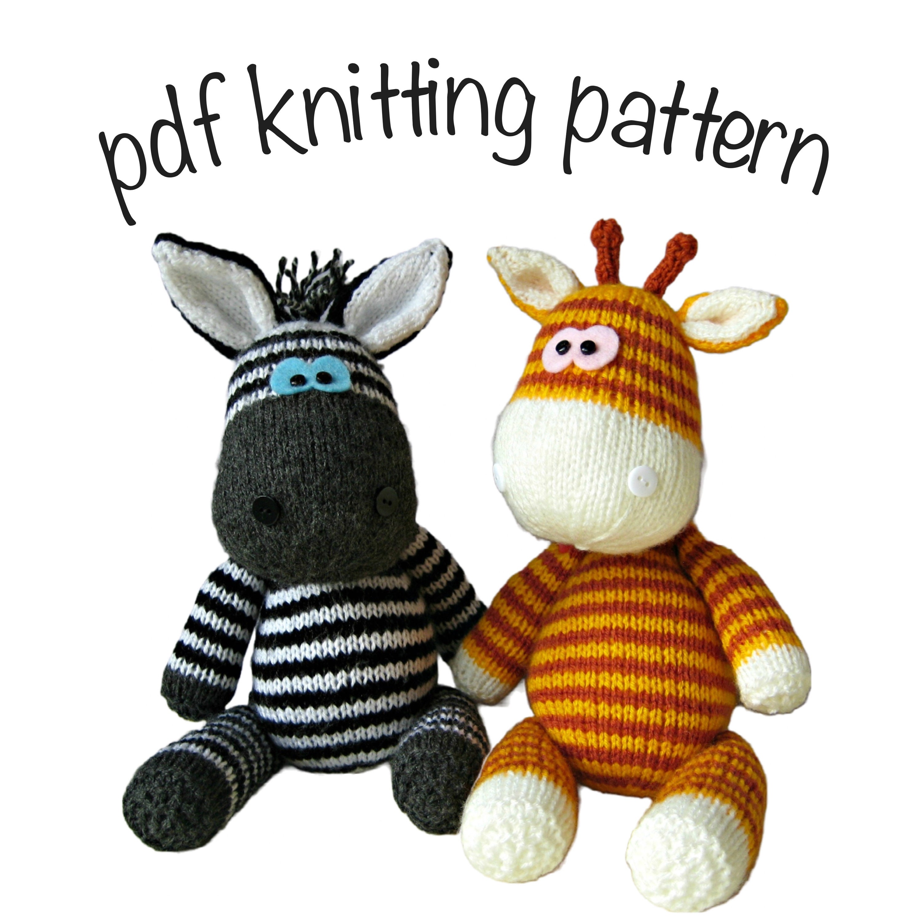 Gerry Giraffe and Ziggy Zebra Toy Knitting Patterns - Etsy