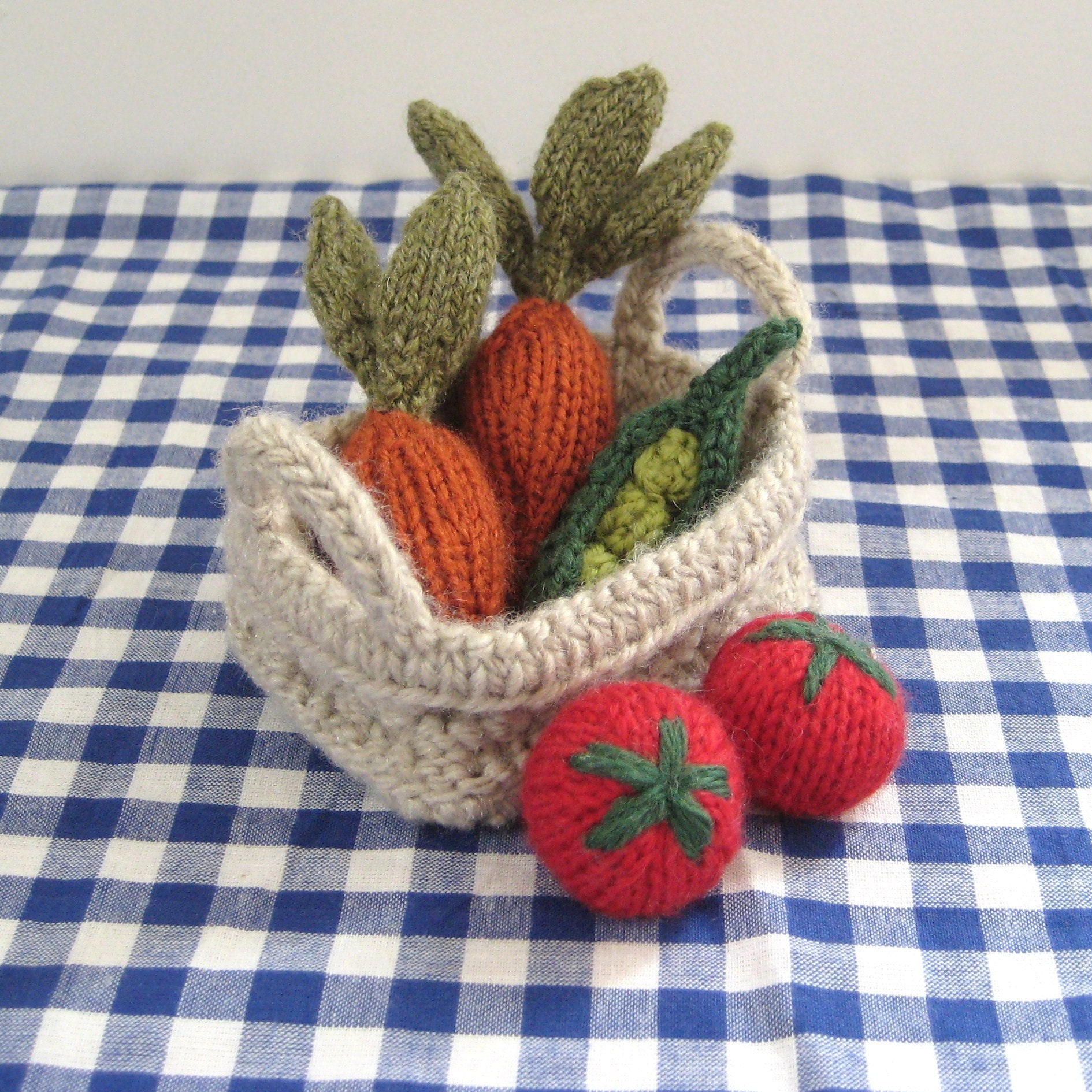 Knitting Pattern: "fruit and Vegetables" in Basket With Tomato Carrot ...