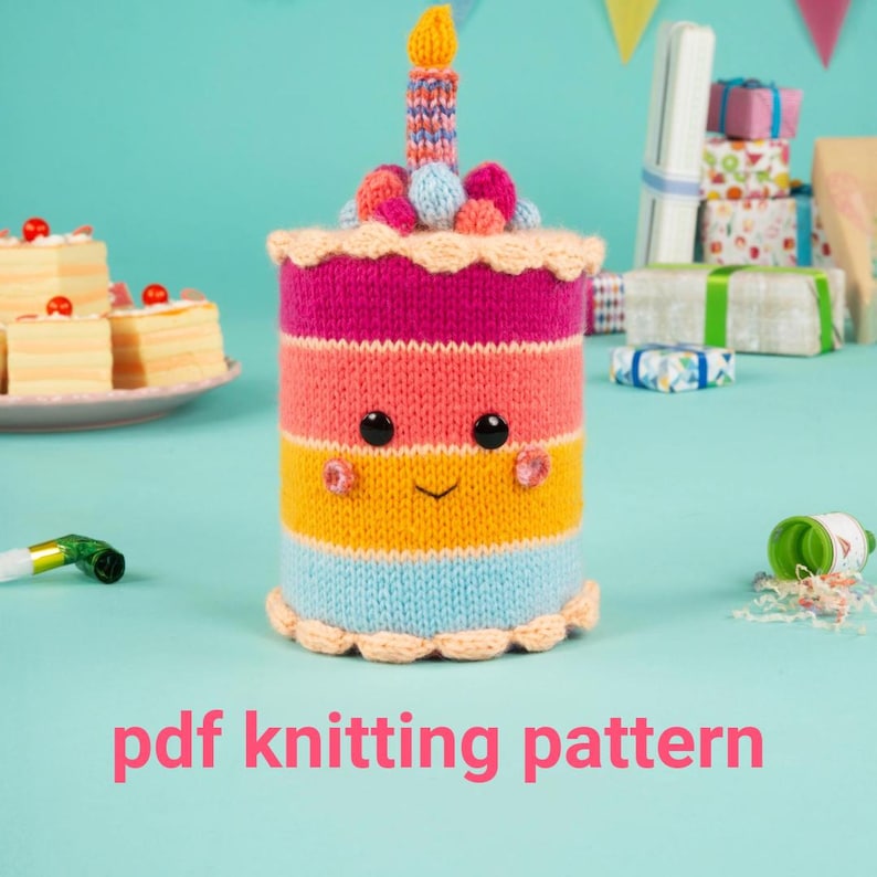 Celebration Cake Knitting Pattern | Rainbow Tiered Toy (PDF Download ...