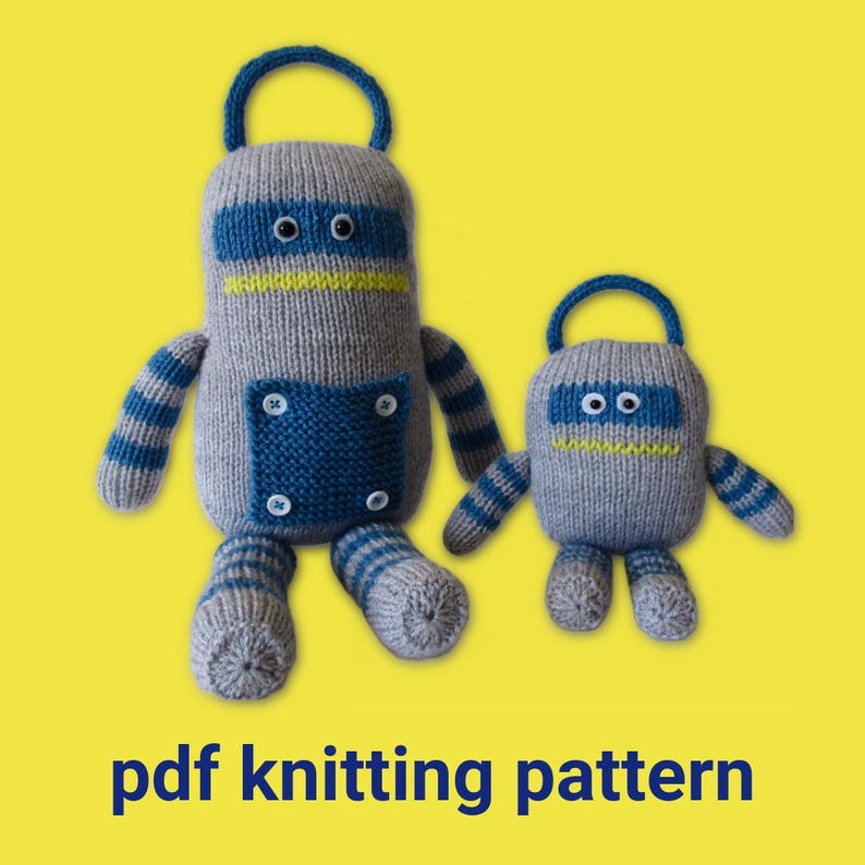 Knitting Pattern: "robots" 2 Toys in Acrylic DK Yarns (PDF Download) - Etsy