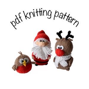 Santa, Rudolph and Robin Christmas Toys Knitting Patterns - Etsy UK