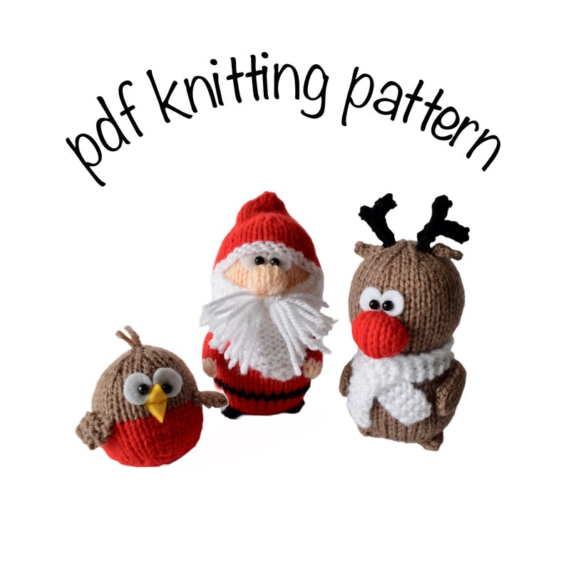 Santa Rudolph and Robin Christmas Toys Knitting Patterns - Etsy UK